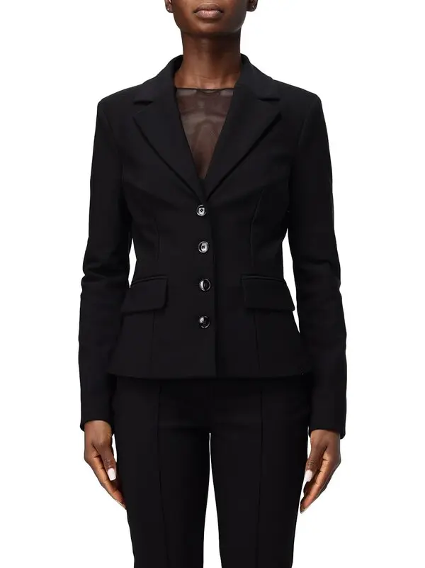 Elisabetta Franchi Long Robe Coat In Pure Wool With A Waist Belt - Black