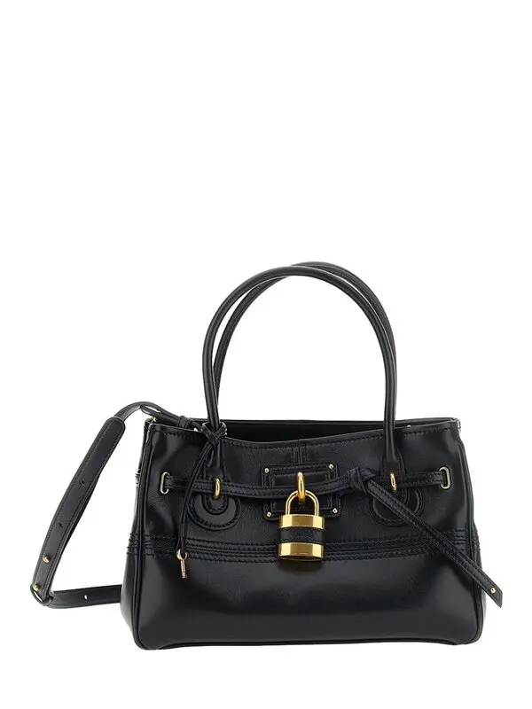 Chloé Paddington Handbag In Calf Leather With Padlock And Removable Shoulder Strap - Black