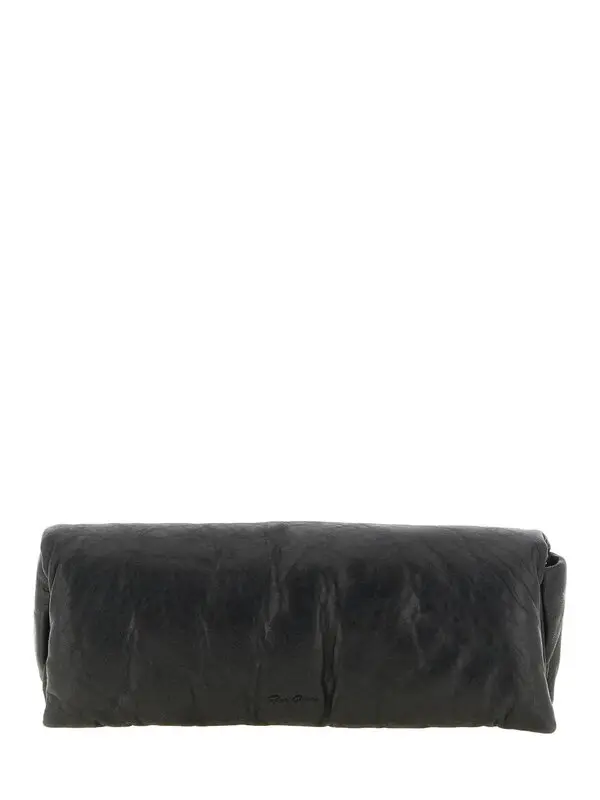 Rick Owens Rectangular Lambskin Leather Flap Clutch - Black
