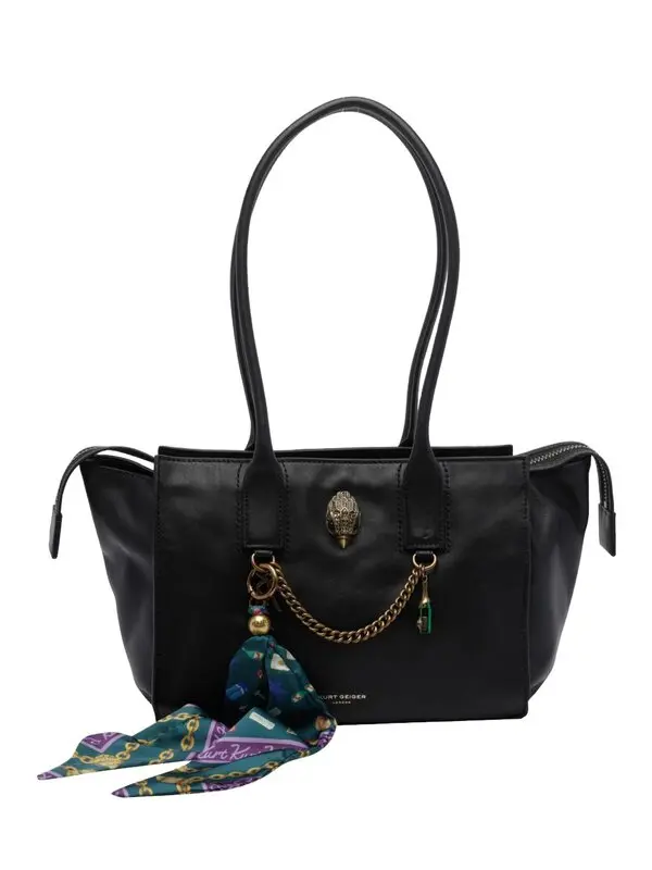 Kurt Geiger Sloane Flared Leather Double Handle Shoulder Bag - Black