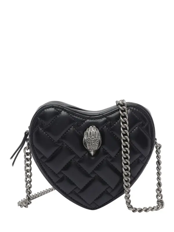 Kurt Geiger Kensington Heart-shaped Matelassé Leather Mini Shoulder Bag - Black