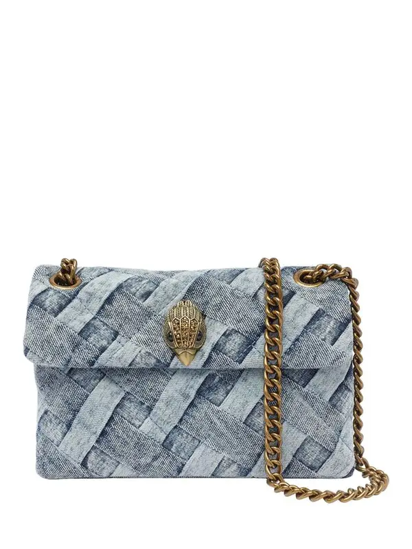 Kurt Geiger Quilted Denim Kensington Shoulder Bag With Chain Strap - Blue