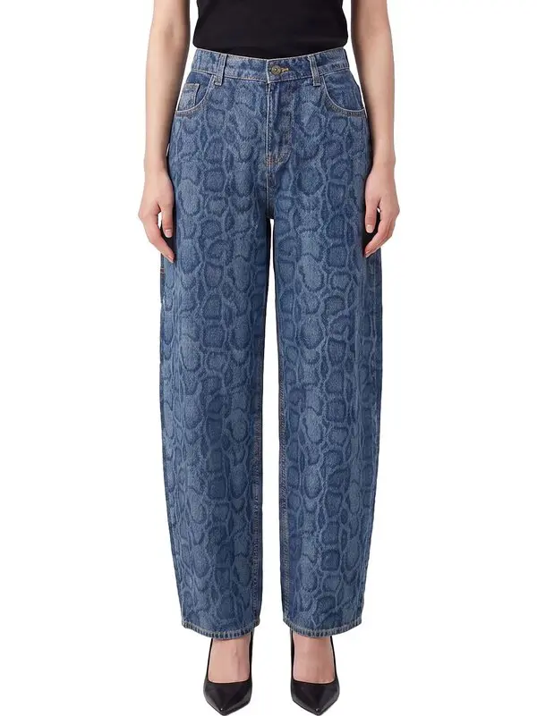 Liu Jo High-waisted Animalier Print Cotton Denim Jeans - Blue