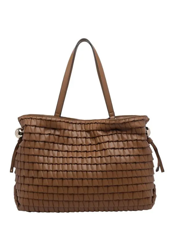 Liu Jo Synthetic Leather Shoulder Bag With Double Handle And Magnetic Closure - Brown