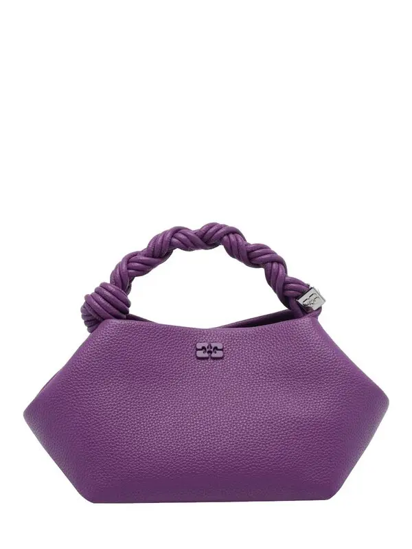 GANNI Bou Handbag In Recycled Materials With Braided Handle And Logo - Violet