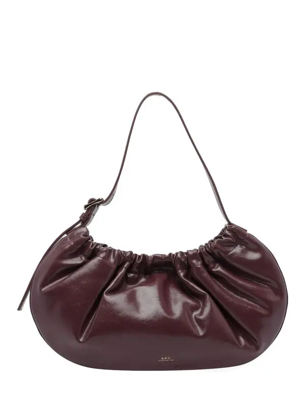 A.p.c. Ninon Ruched Recycled Synthetic Leather Hobo Bag With Adjustable Handle - Red