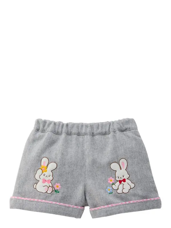 MIKI HOUSE Wool-blend Embroidered Shorts - Grey