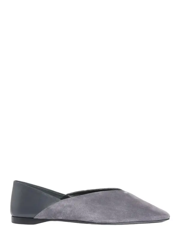 Max Mara Suede Leather-trim Ballet Flats - Grey