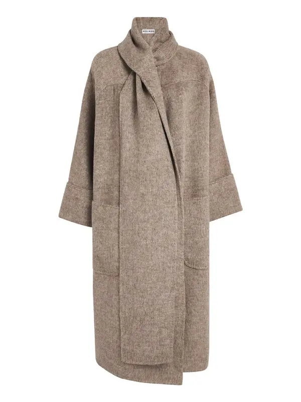 WOLK MORAIS Cashmere High-neck Cunardier Coat - Grey