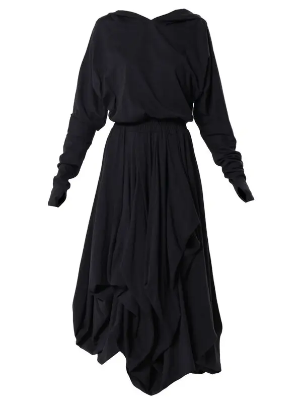 METAMORPHOZA Hooded Midi Dress - Black