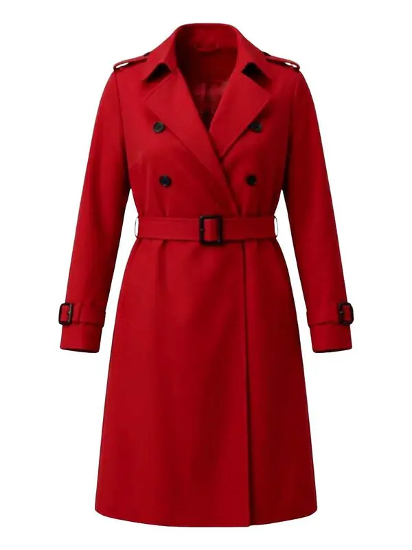 SYLVIA PIECHULLA Water Repellent Trench Coat |oversized Relaxed Longline Fit - Red