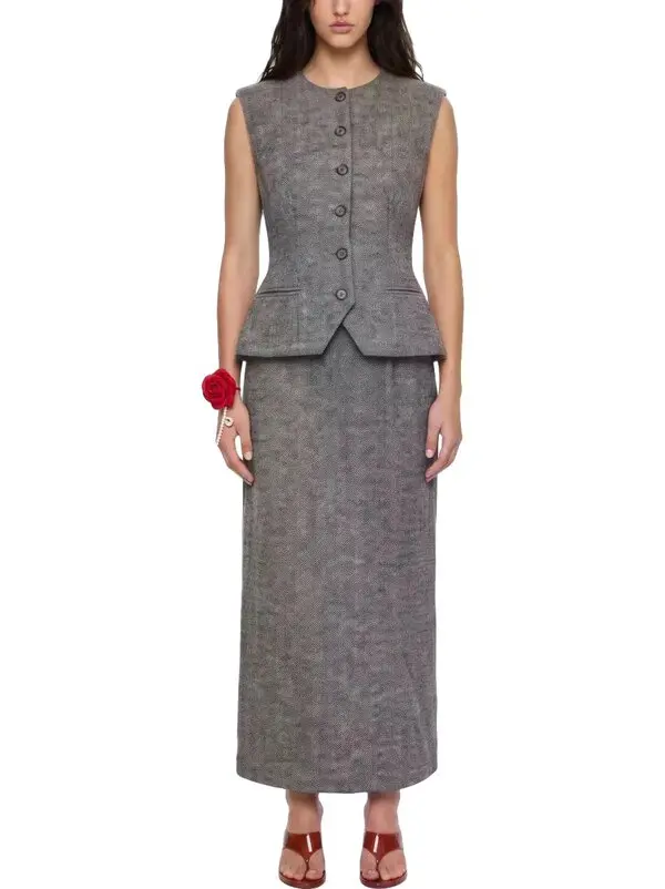 Magda Butrym Herringbone-pattern Wrap Maxi Skirt - Grey
