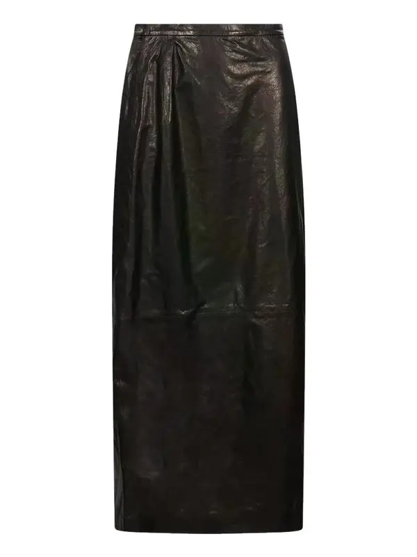 Magda Butrym Pleated Leather Maxi Skirt - Black