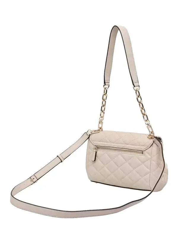 Guess Frances Quilted Logo-plaque Shoulder Bag - Neutrals