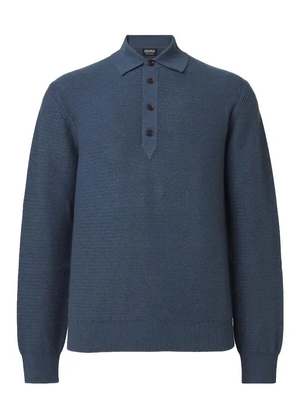 Zegna Cashmere Polo Sweater - Blue