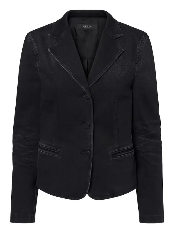 Gucci Single-breasted Denim Blazer - Black