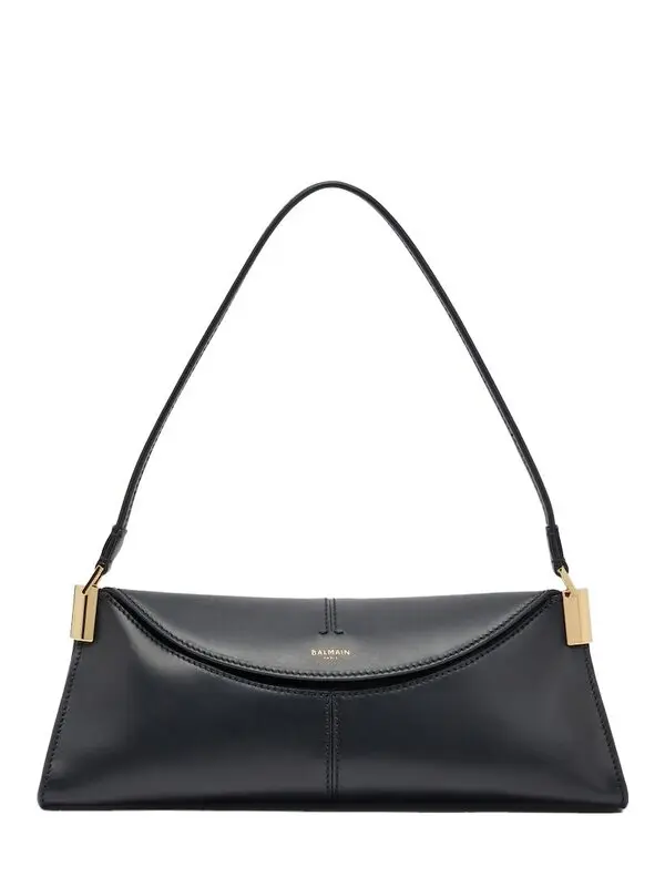 Balmain 64-83 Small Leather Shoulder Bag - Black