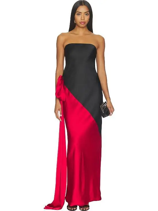 Norma Kamali Spliced Bias Strapless Gown With Bow In . Also - Multi