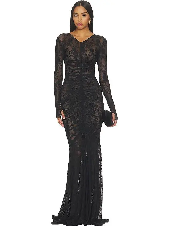 Norma Kamali Shirred Front Fishtail Gown In . Also - Black