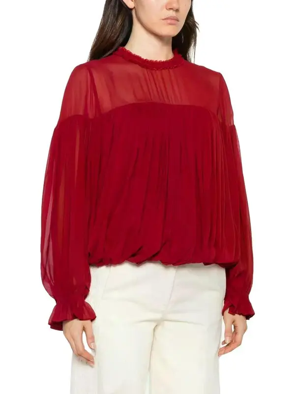 Ulla Johnson Pearl Ruffled Silk Blouse - Red