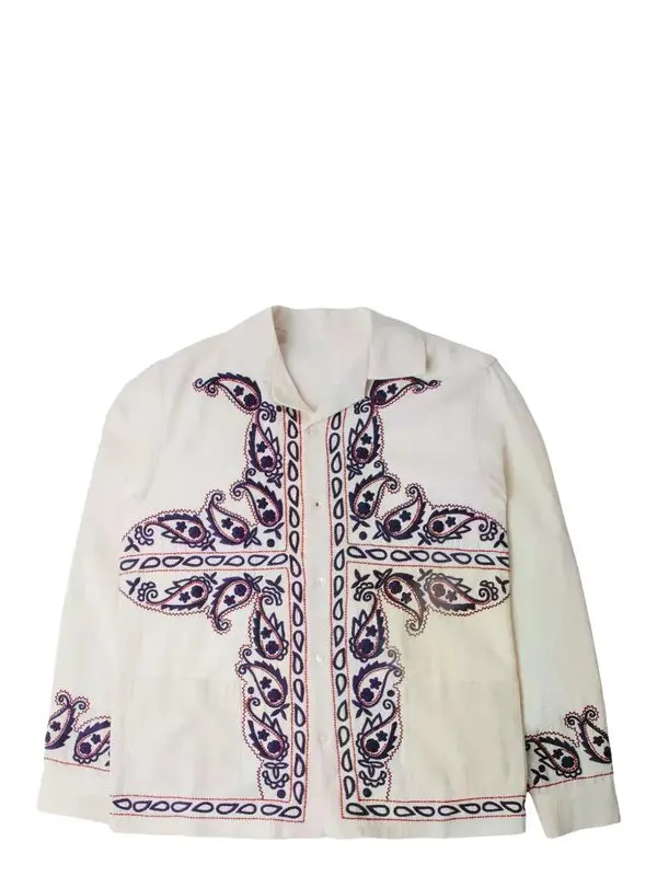 BAZISZT Memento Paisley-embroidered Shirt - Neutrals