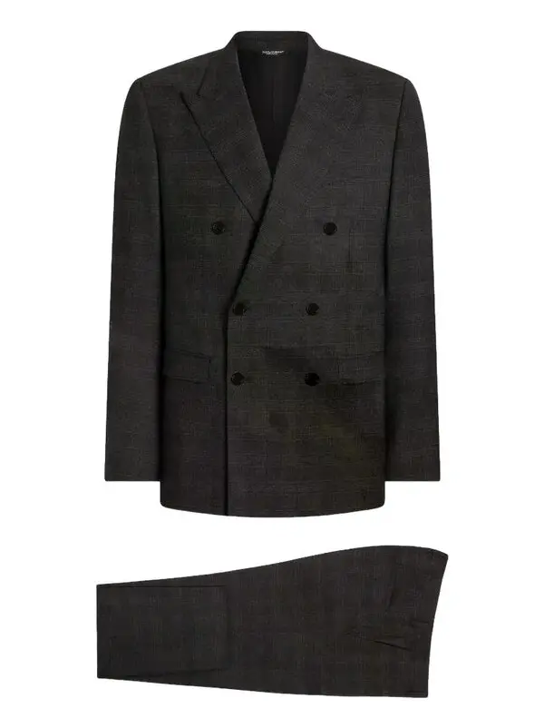 Dolce & Gabbana Martini Light Double-breasted Suit In Glen Plaid - Grey