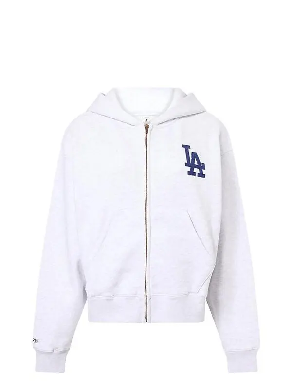 Sporty & Rich La Serif Zip Cotton Hoodie - Heather Gray