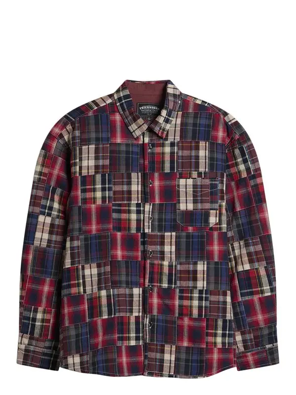 FRIZMWORKS Madras Patchwork Relaxed Shirt - Wine