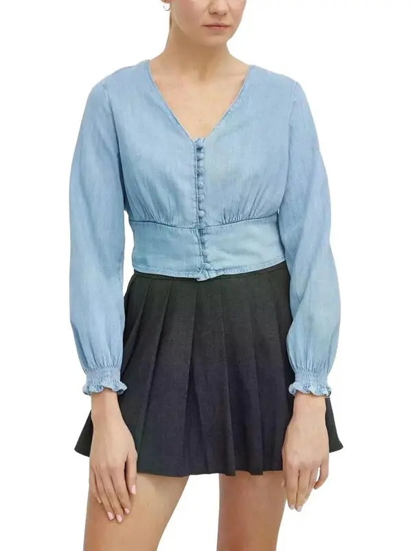 LEVI'S Buttoned V-neck Blouse - Blue