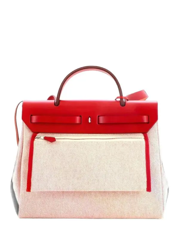 Hermès Herbag Zip Pegase Pop Toile And Leather 31 Shoulder Bag - Red