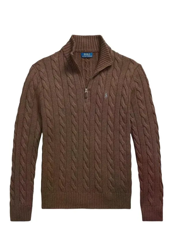 Polo Ralph Lauren Cable-knit Quarter-zip Sweater - Brown