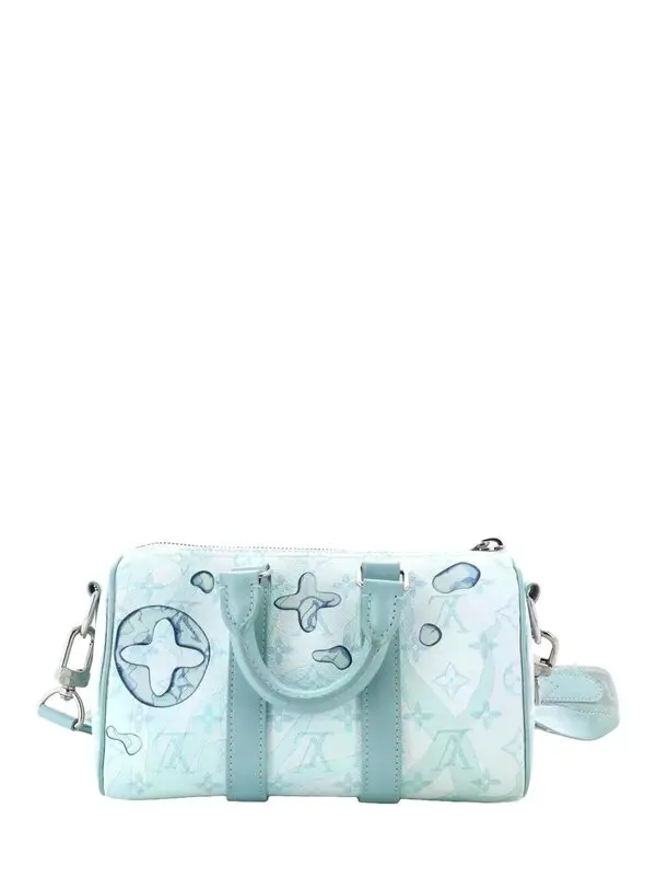 LOUIS VUITTON Keepall Bandouliere Bag Limited Edition Aquagarden Monogram Canvas 25 Crossbody Bag - Blue