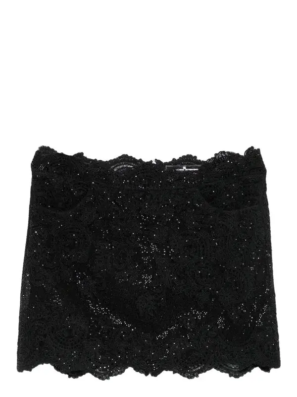 Ermanno Scervino Lace-overlay Sequin-embellished Mini Skirt - Black