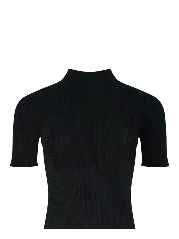 CFCL Ribbed-knit Short-sleeve Top - Black