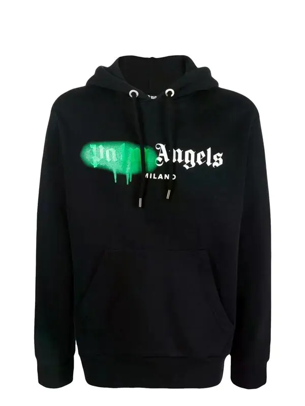 Palm Angels Milano Sprayed-logo Hoodie - Black