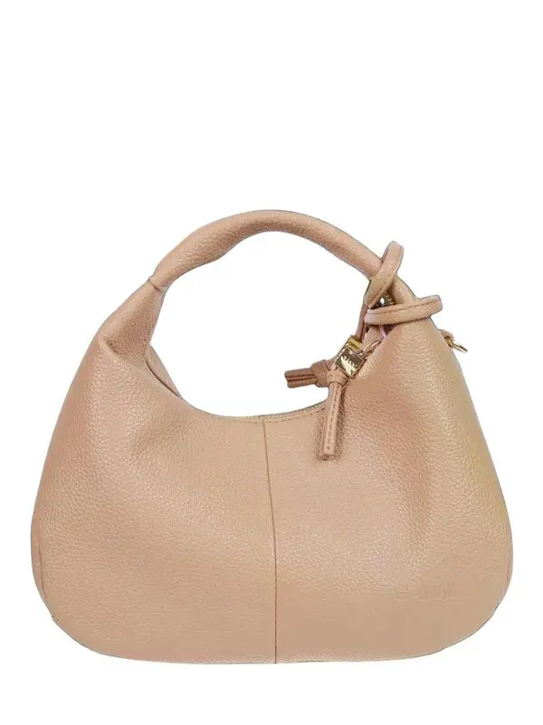 GANNI Mini Hobo Bag In Grained Brown - Neutrals