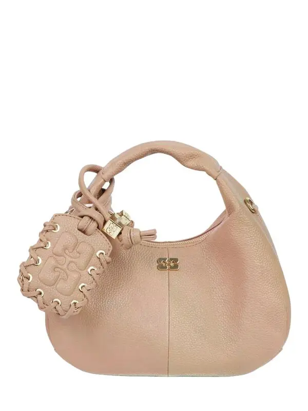 GANNI Mini Hobo Bag In Grained Brown - Neutrals