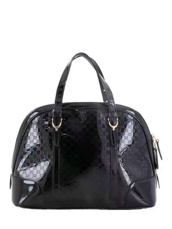 Gucci Nice Top Handle Bag Microguccissima Patent Small Satchel - Black