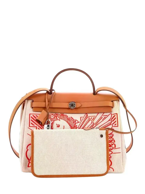 Hermès Herbag Zip Pegase Pop Toile And Leather 31 Shoulder Bag - Neutrals