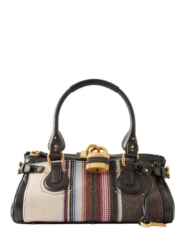 Chloé Paddington Leather-trimmed Striped Tweed Shoulder Bag - Multi