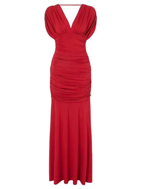 Simkhai Norvelle Gathered Jersey Gown - Red