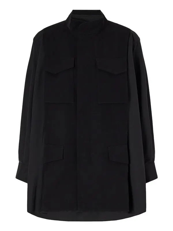 Sacai Crepe-trimmed Woven Shirt - Black