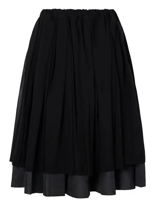 Comme Des Garçons Layered Gathered Georgette And Organza Midi Skirt - Black