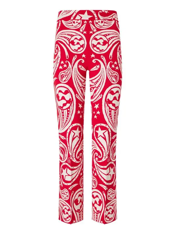 HIGH SPORT Cosmic Paisley Kick Cotton-blend Jacquard Flared Pants - Red