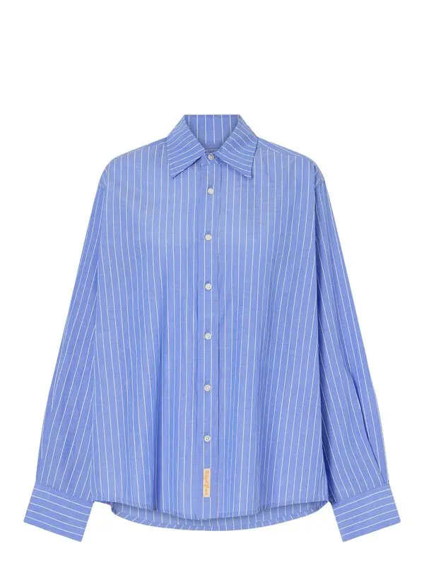 BODE Bluebell Striped Cotton-poplin Shirt - Blue