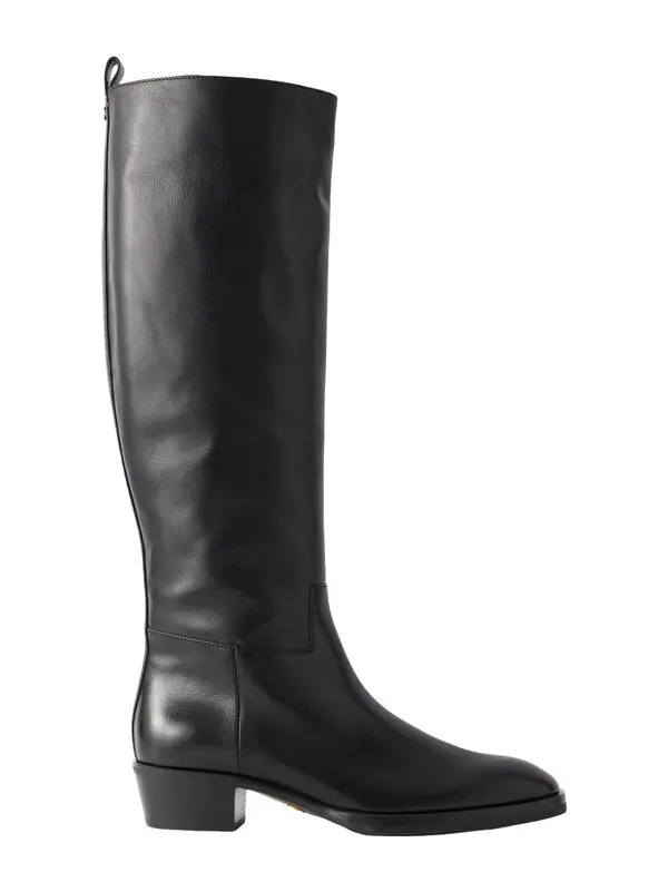 JIMMY CHOO Mave 45 Leather Knee Boots - Black