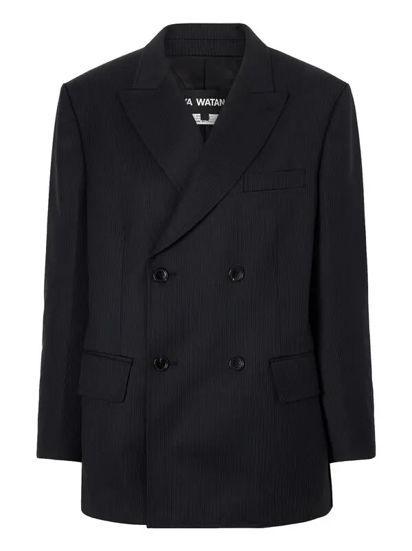 Junya Watanabe Pinstriped Wool-blend Double-breasted Blazer - Black