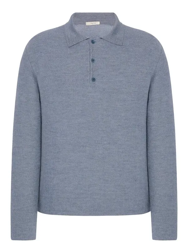 THE ROW Bertram Cashmere Long-sleeve Polo Shirt - Grey