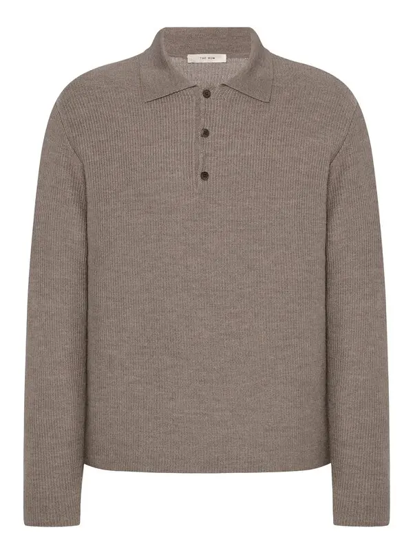 THE ROW Bertram Cashmere Long-sleeve Polo Shirt - Grey