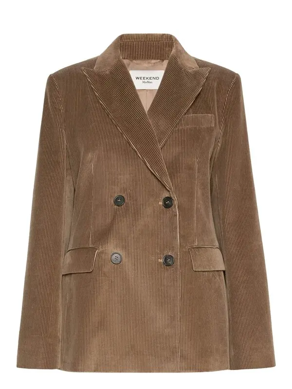 Max Mara Corduroy Double-breasted Blazer - Brown